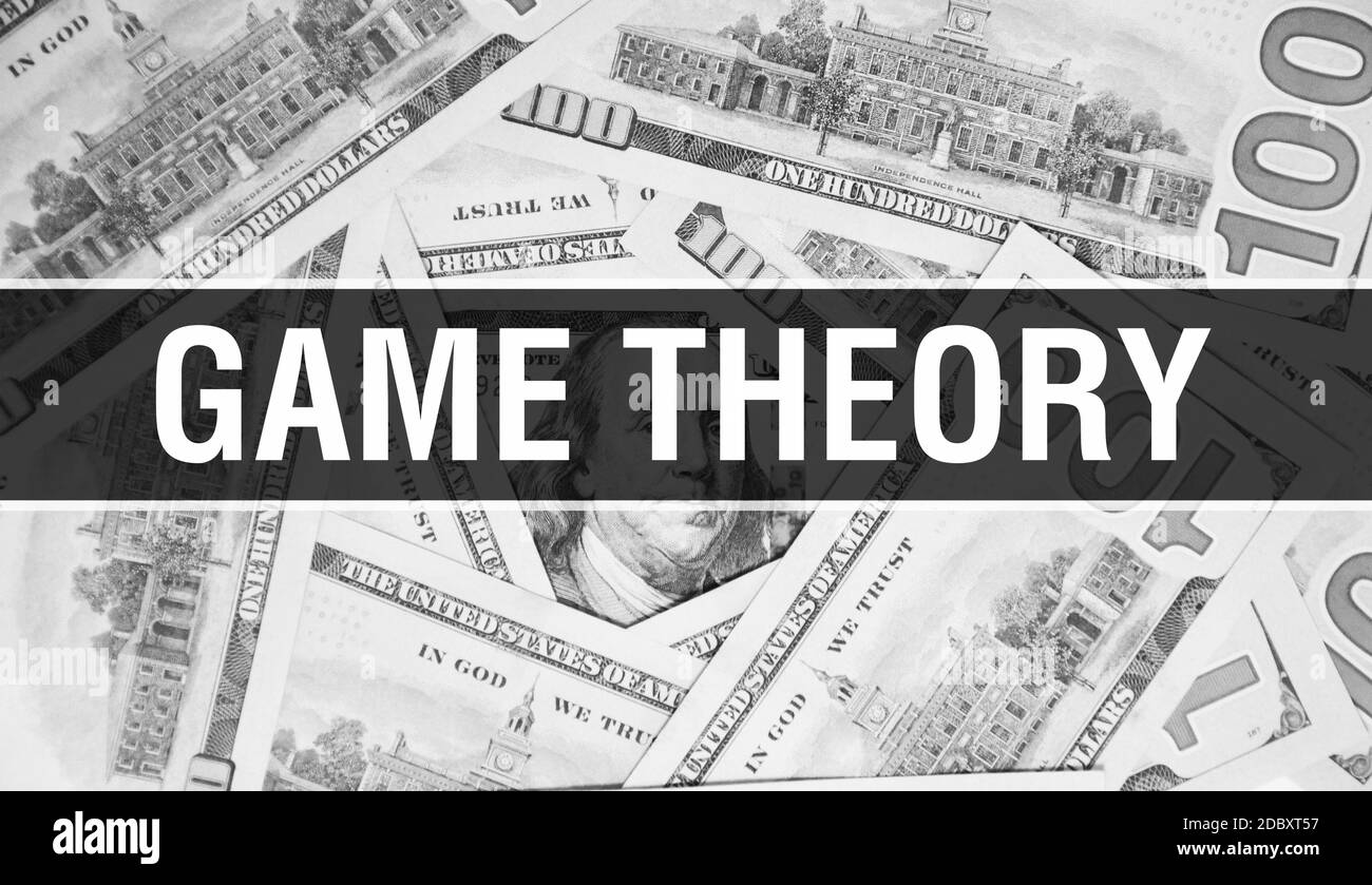 Game theory text Concept Closeup. American Dollars Cash Money,3D ...