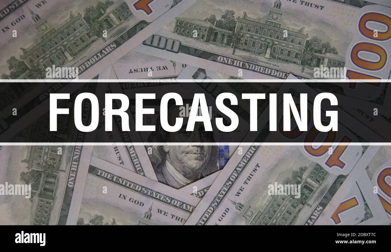 Forecasting text Concept Closeup. American Dollars Cash Money,3D ...