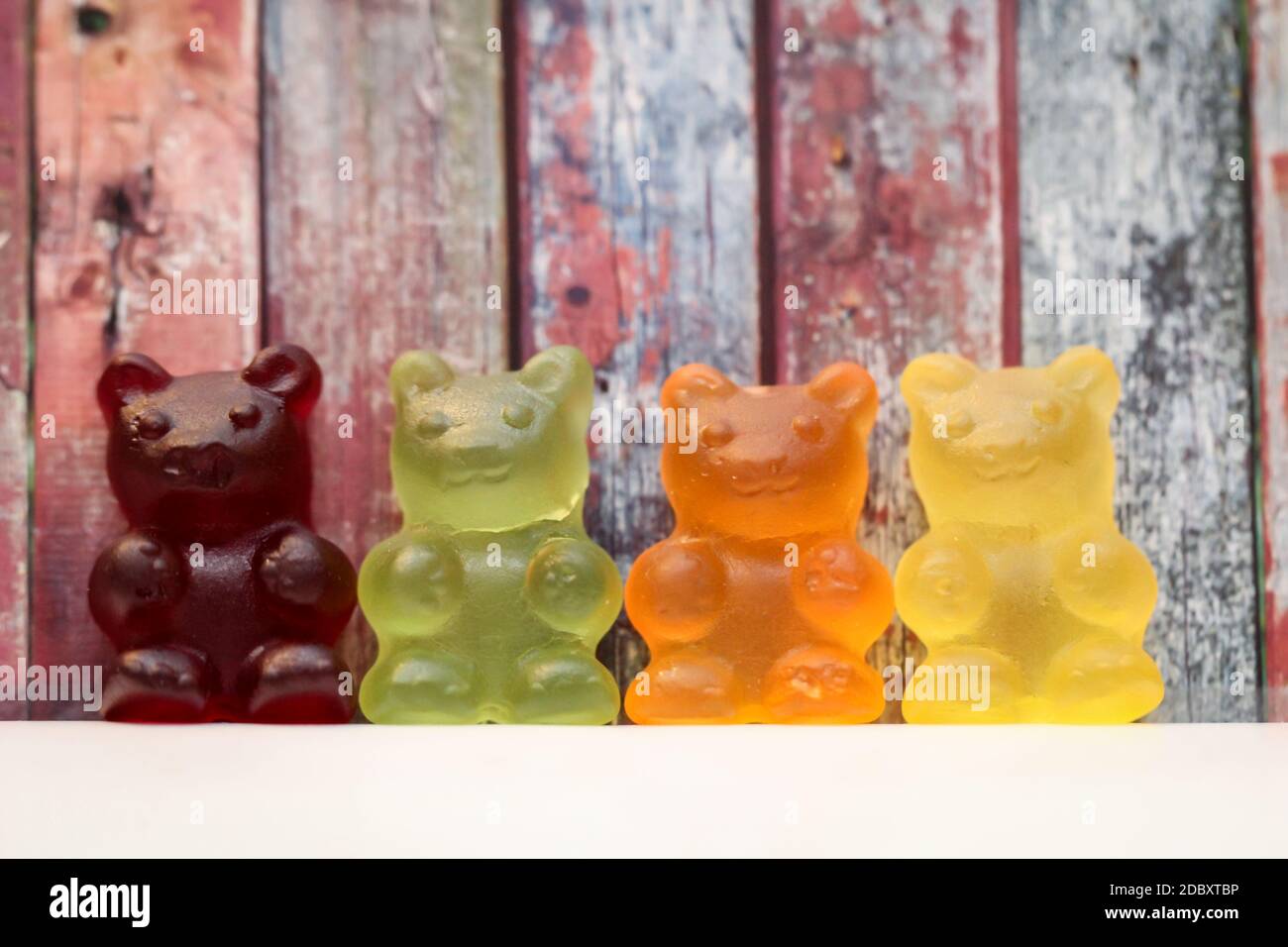 Sweets for those with a sweet tooth. Rubber animals in a row Stock ...