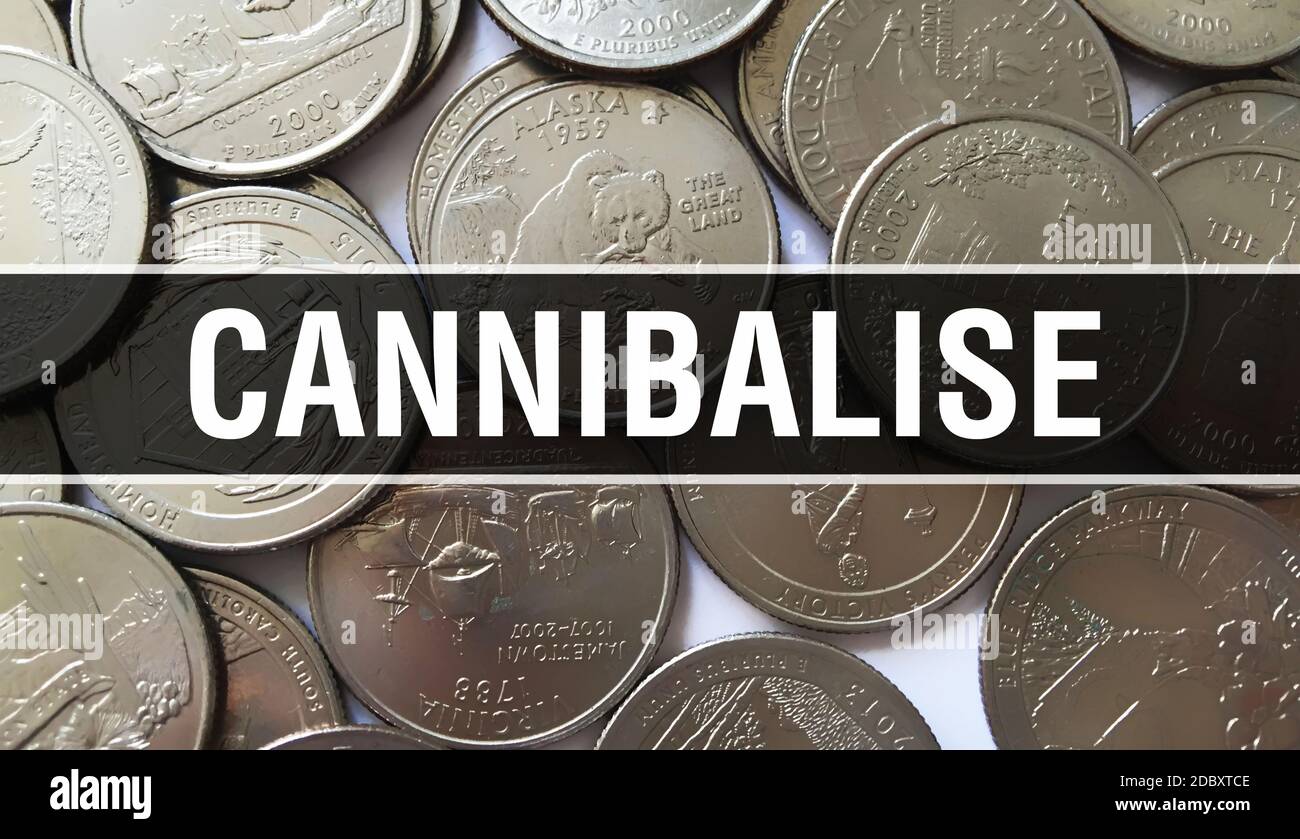 Cannibalise text Concept Closeup. American Dollars Cash Money,3D ...