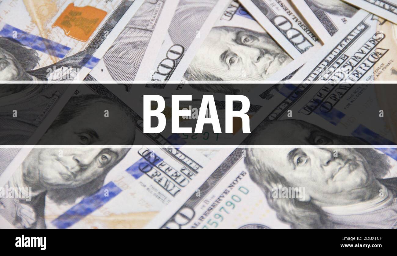 Bear text Concept Closeup. American Dollars Cash Money,3D rendering ...