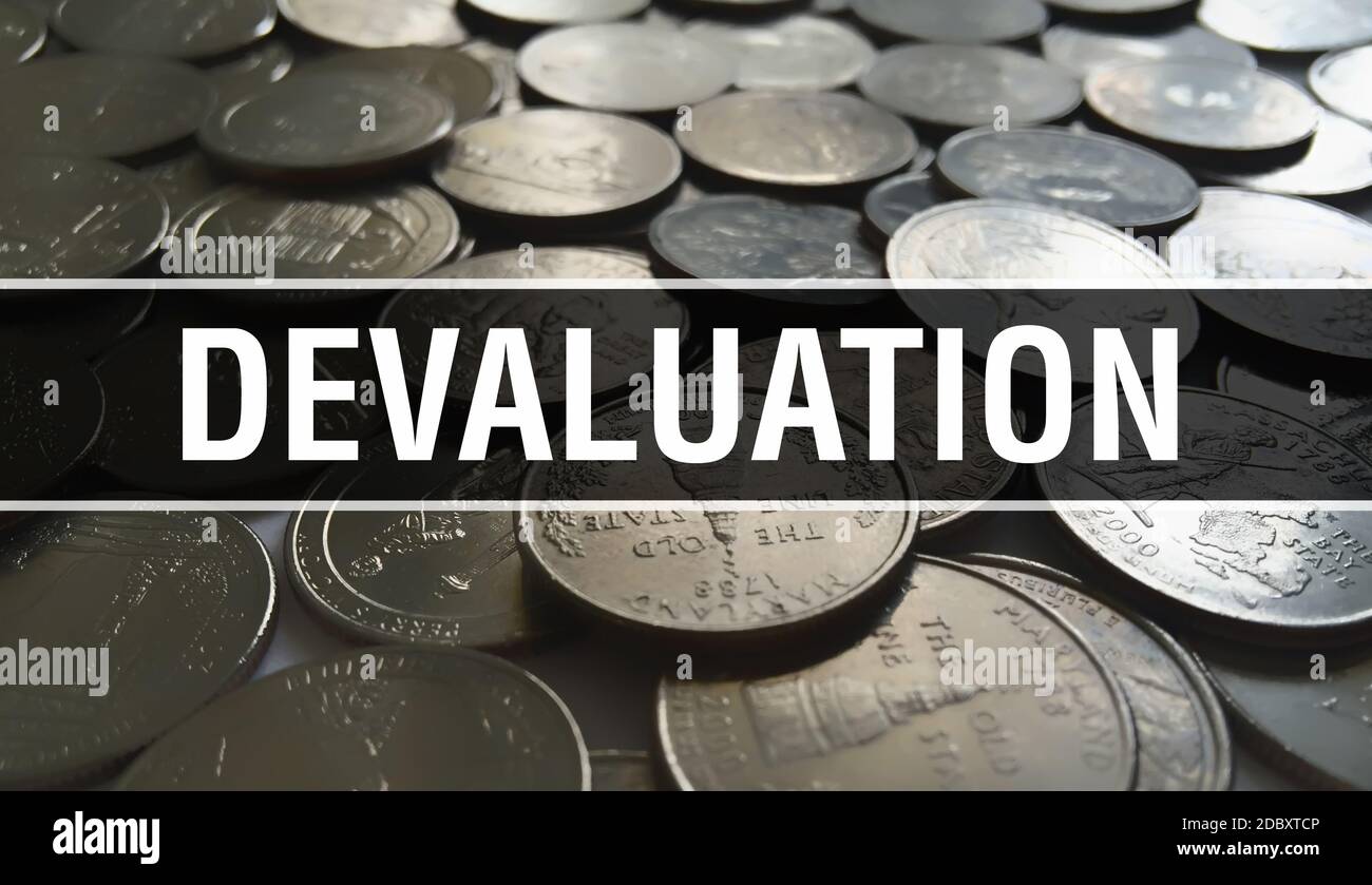 Devaluation text Concept Closeup. American Dollars Cash Money,3D ...