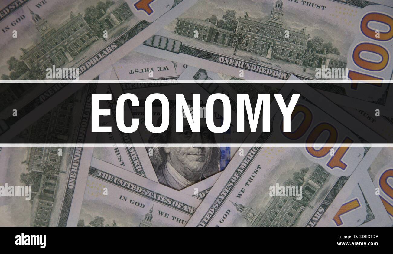 Economy text Concept Closeup. American Dollars Cash Money,3D rendering ...