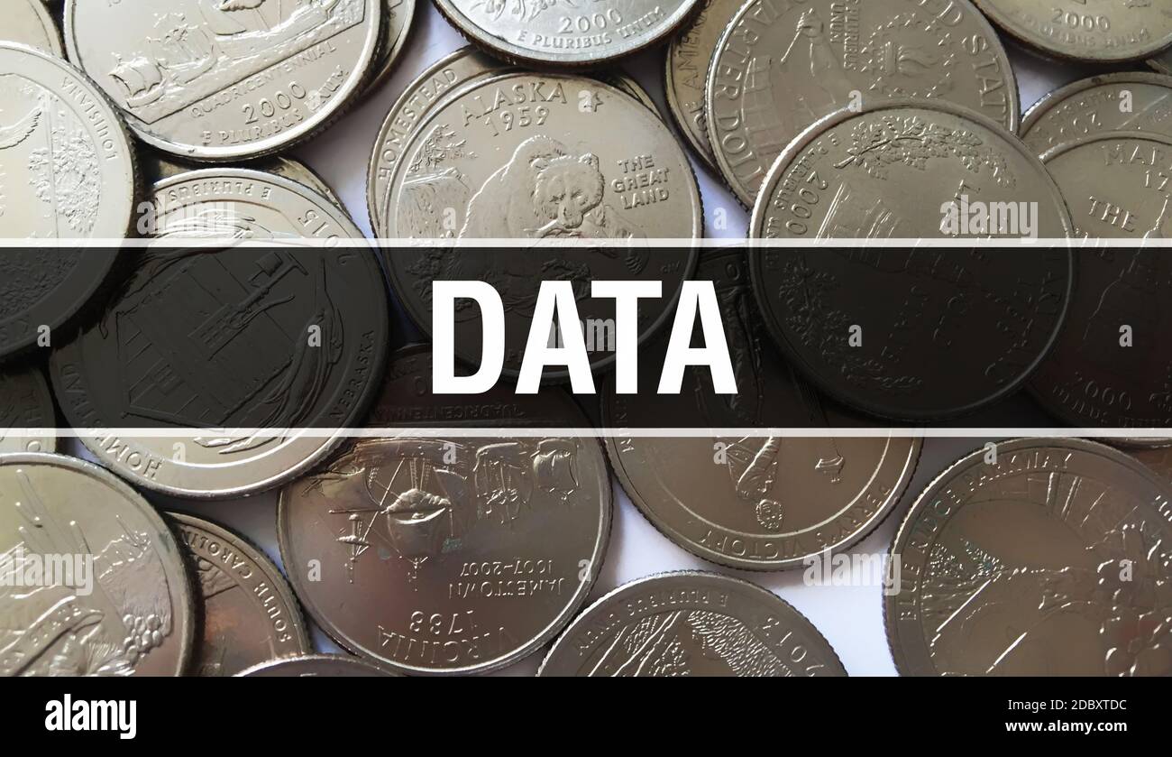 Data text Concept Closeup. American Dollars Cash Money,3D rendering ...