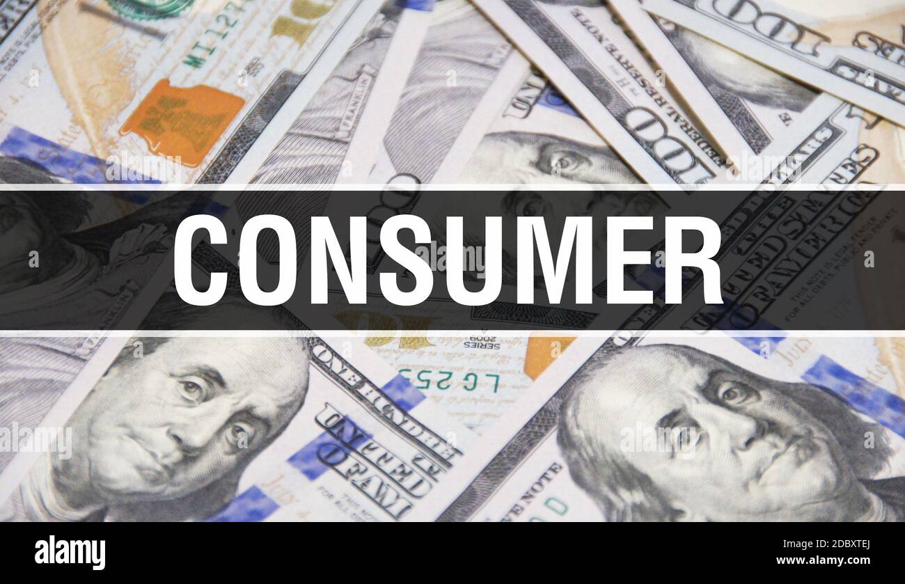 consumer text Concept Closeup. American Dollars Cash Money,3D rendering ...