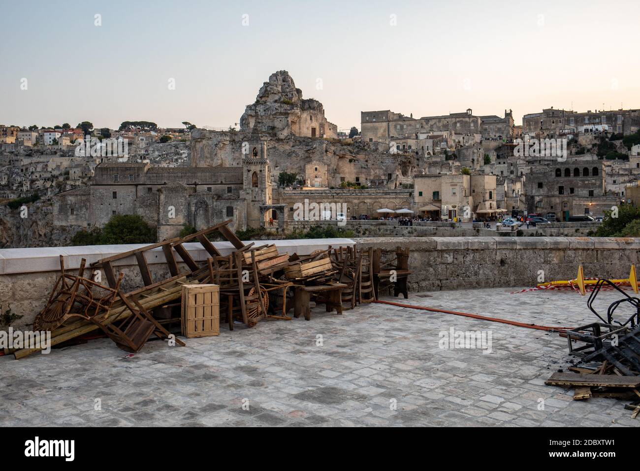 Matera, Italy - September 17, 2019: Bond 25, Scenography elements used ...