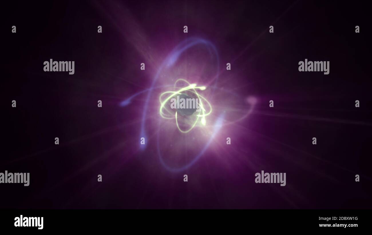 atom orbit light in space, 3d render illustration Stock Photo - Alamy