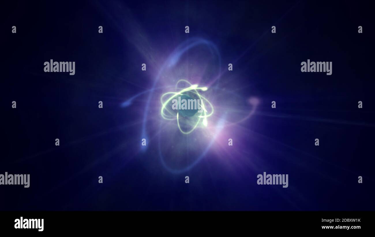 atom orbit light in space, 3d render illustration Stock Photo - Alamy