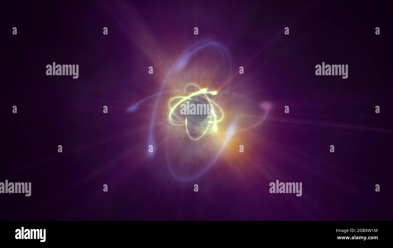 atom orbit light in space, 3d render illustration Stock Photo - Alamy