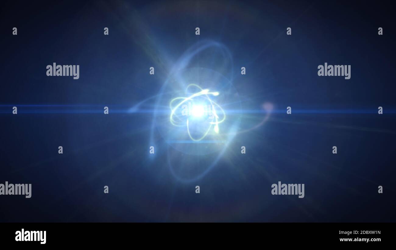 atom orbit light in space, 3d render illustration Stock Photo - Alamy