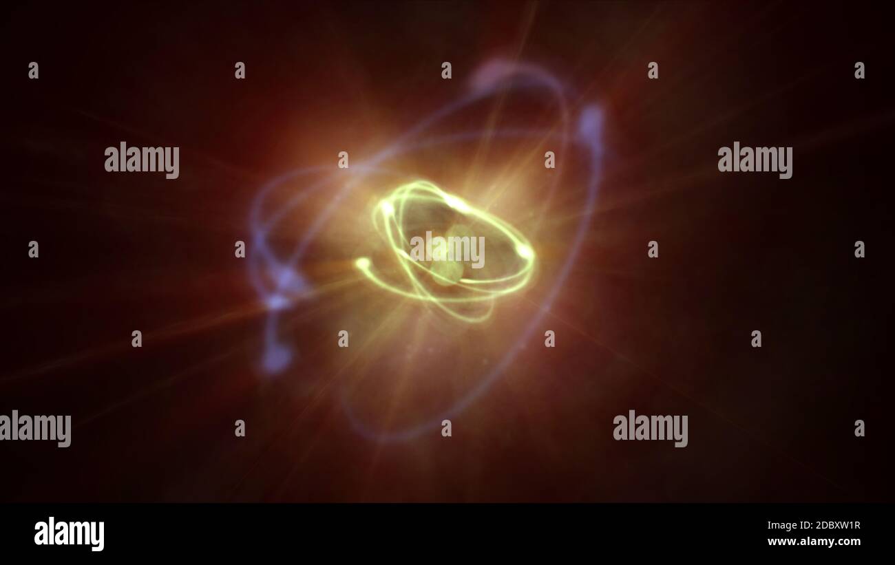 atom orbit light in space, 3d render illustration Stock Photo - Alamy