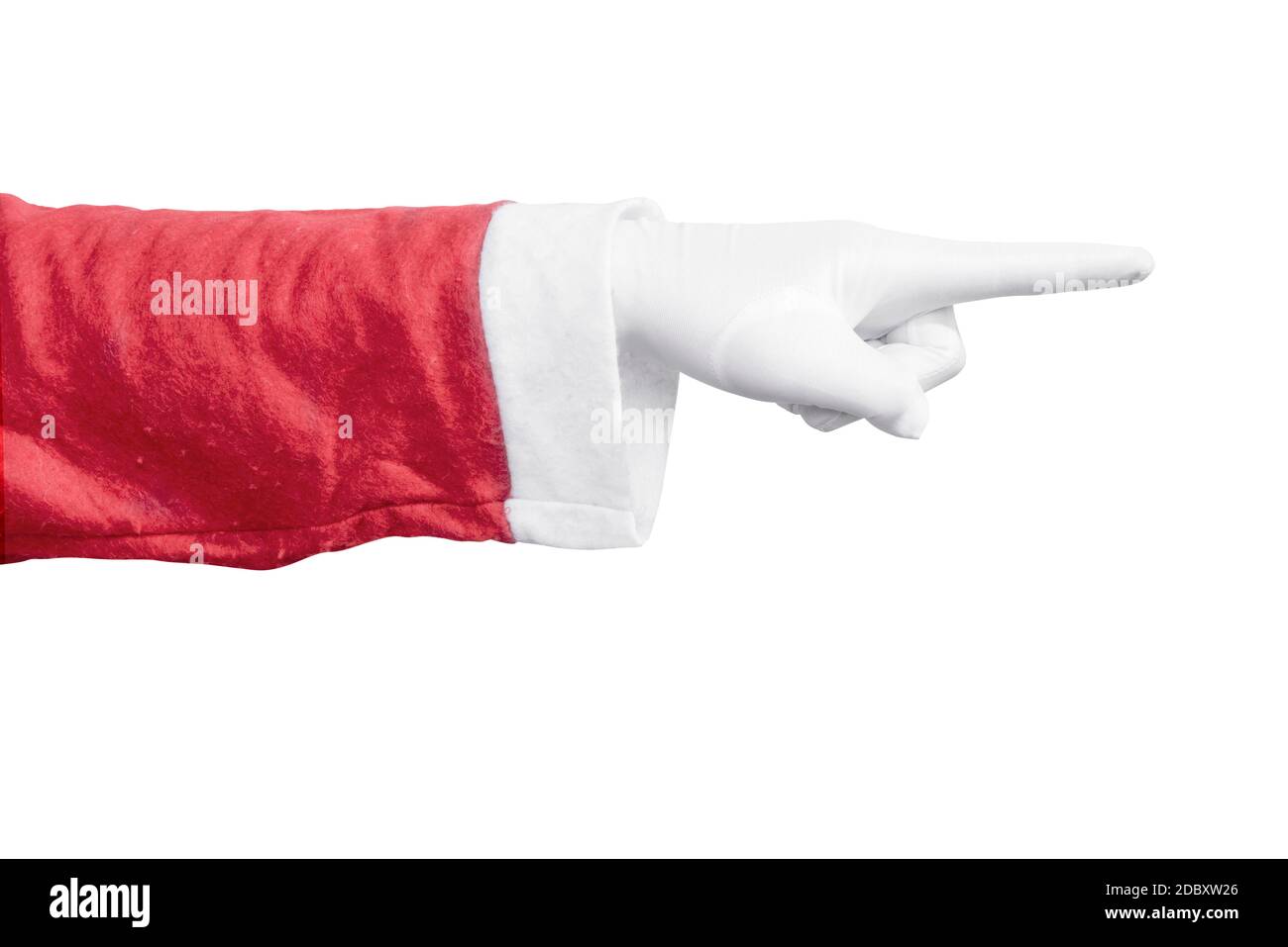 Santa Claus hand pointing something isolated over white background ...