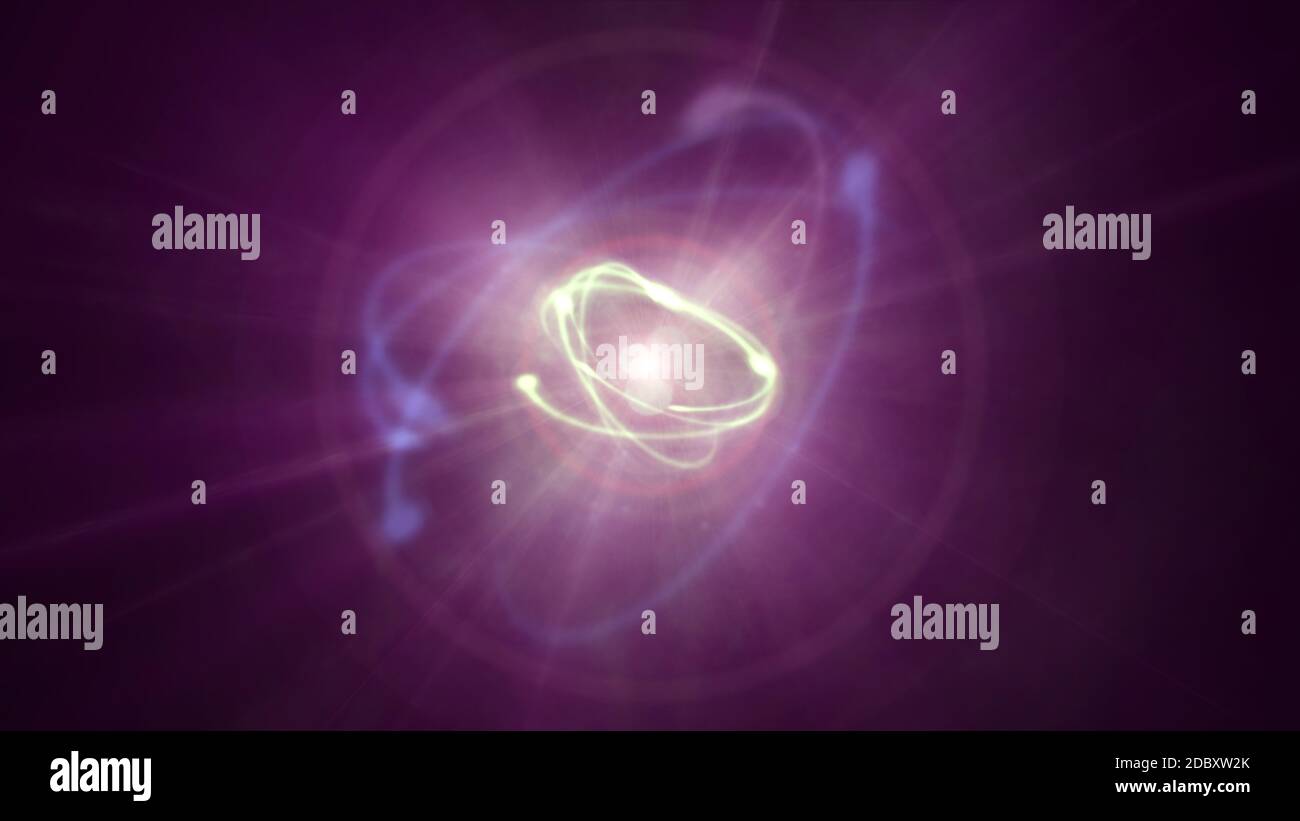 atom orbit light in space, 3d render illustration Stock Photo - Alamy