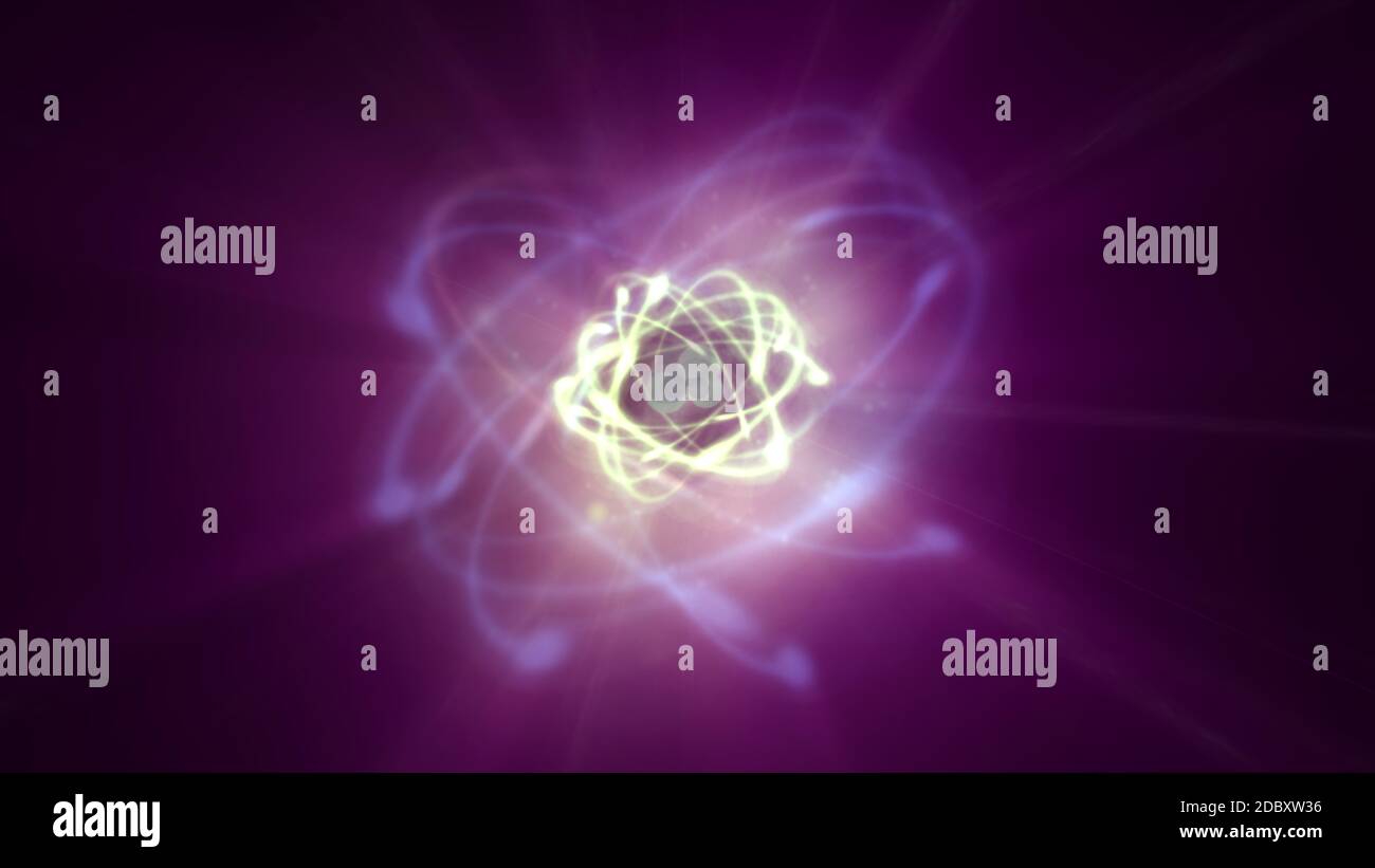 atom orbit light in space, 3d render illustration Stock Photo - Alamy