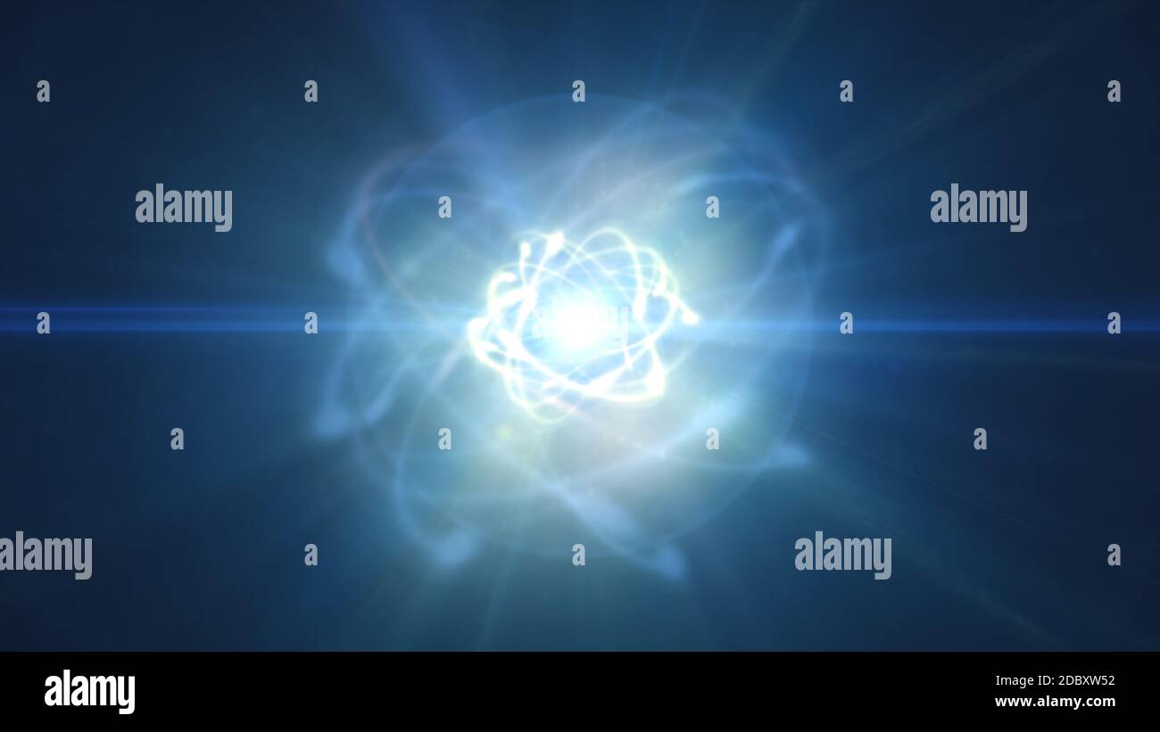 atom orbit light in space, 3d render illustration Stock Photo - Alamy