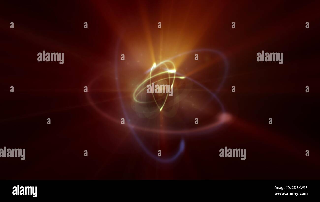 atom orbit light in space, 3d render illustration Stock Photo - Alamy