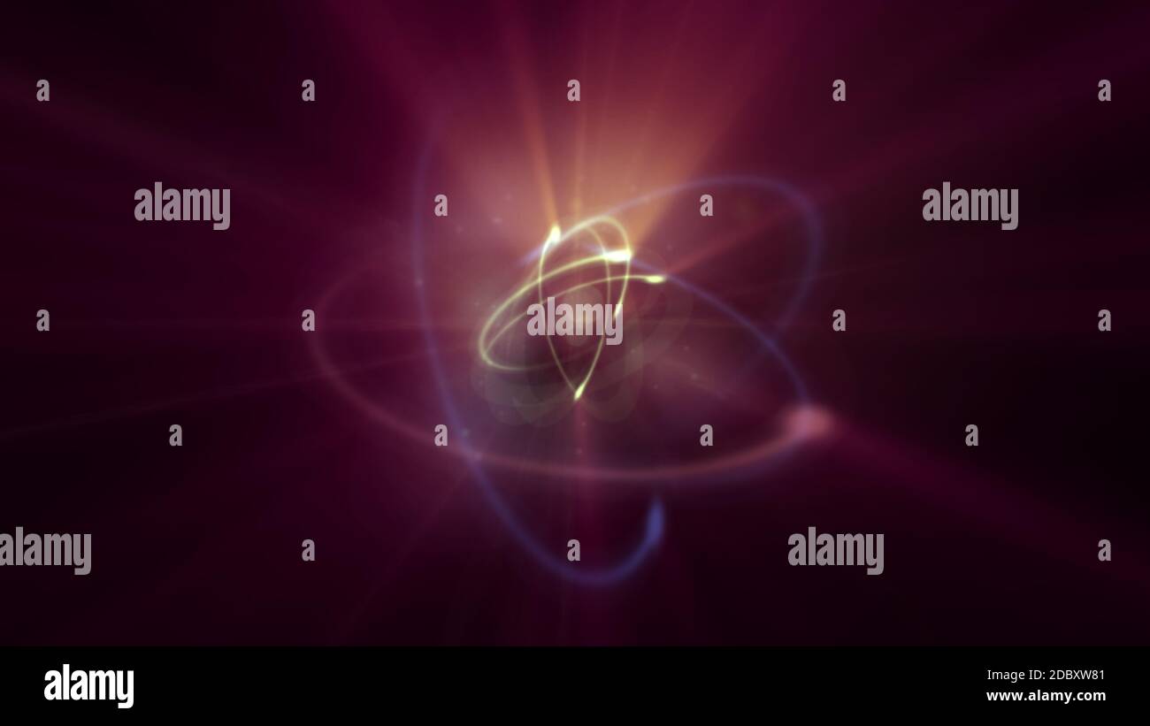 atom orbit light in space, 3d render illustration Stock Photo - Alamy
