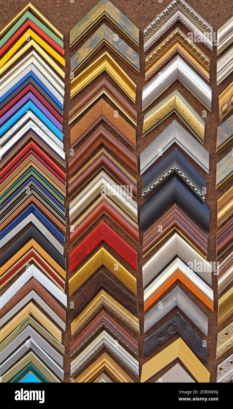 Picture frame corners colour samples material Stock Photo - Alamy