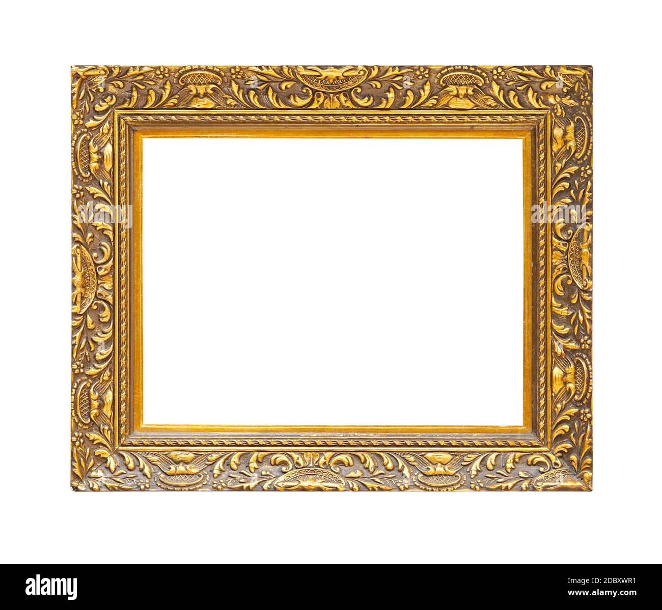 Rustic gold frame isolated on white Stock Photo - Alamy