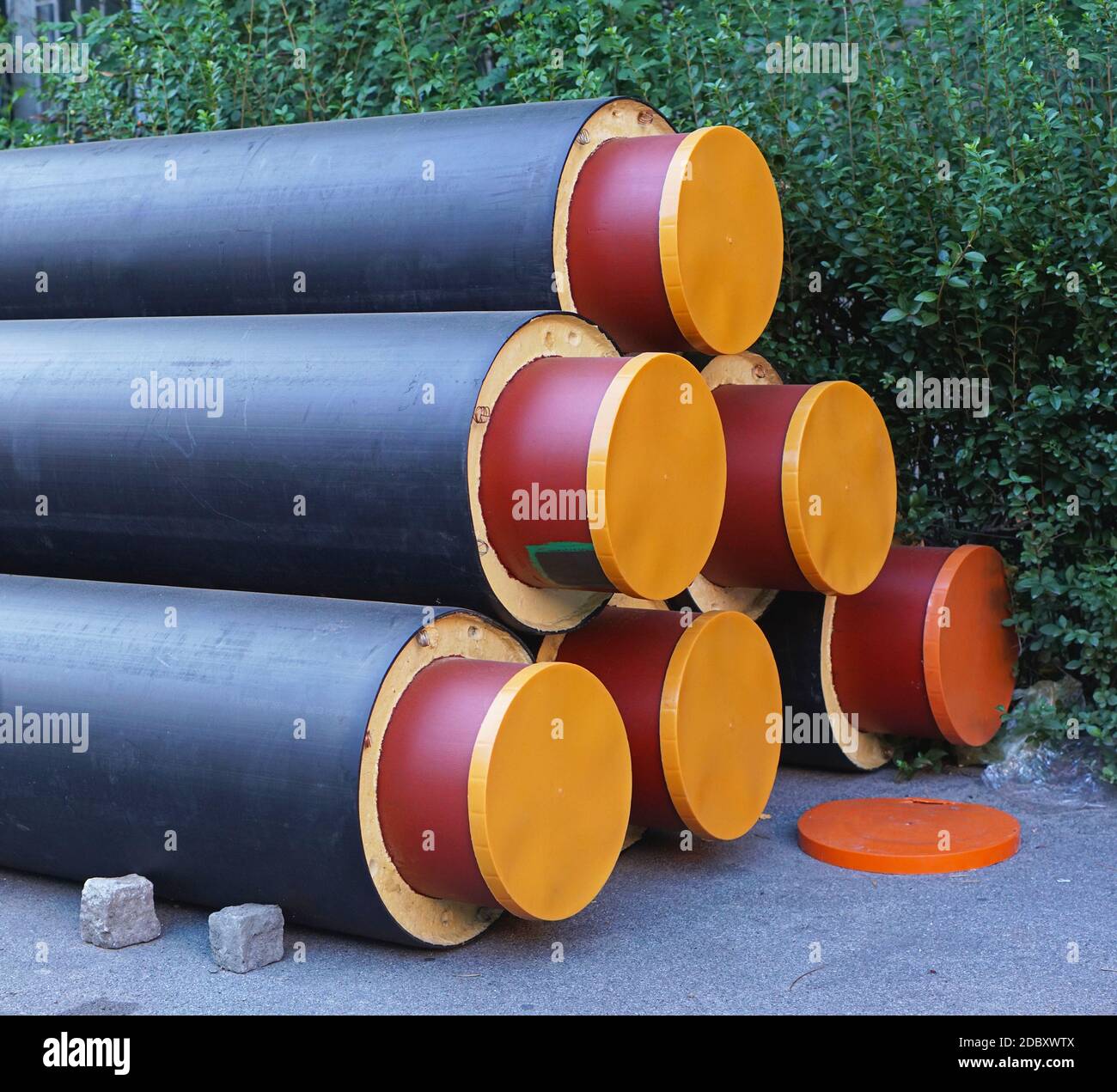 Big pipes for new heating distribution supply Stock Photo - Alamy