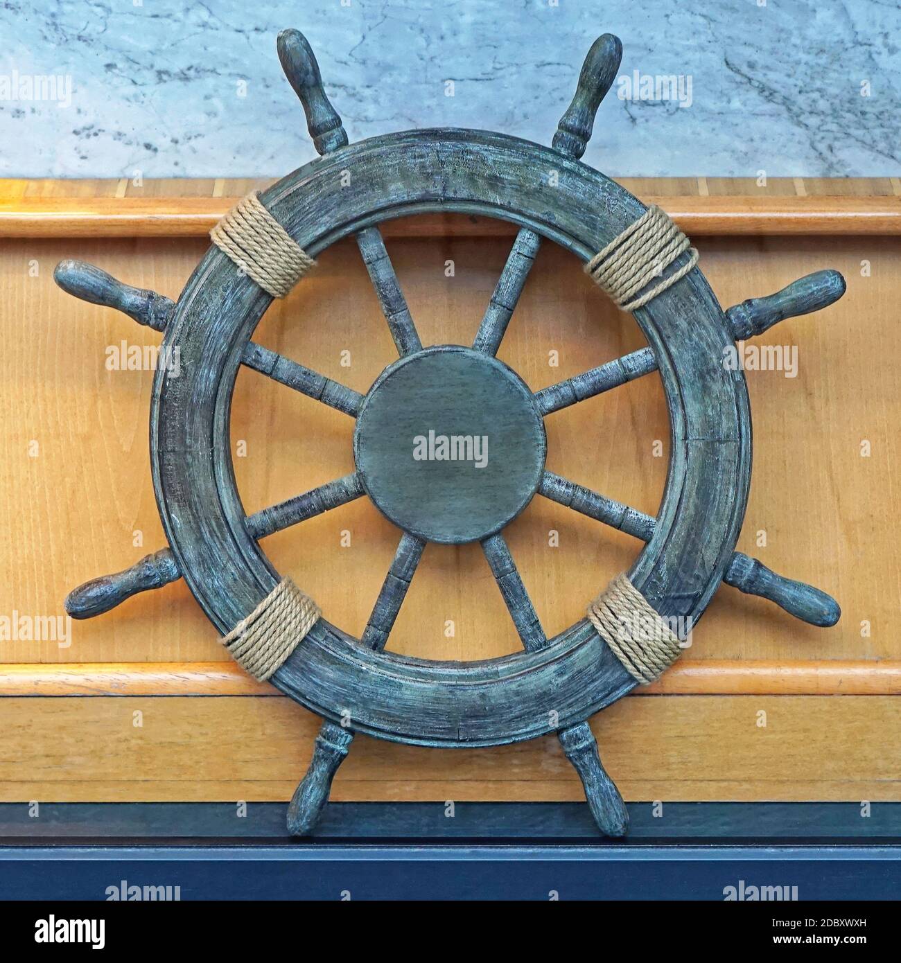 Wooden ship wheel from old vessel Stock Photo - Alamy