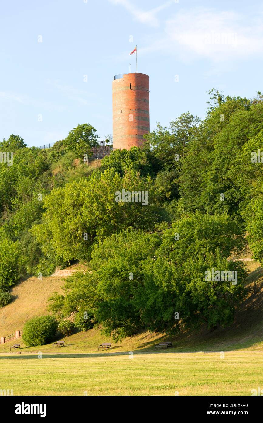 13th century Klimek lookout tower of river bank on the Vistula river ...
