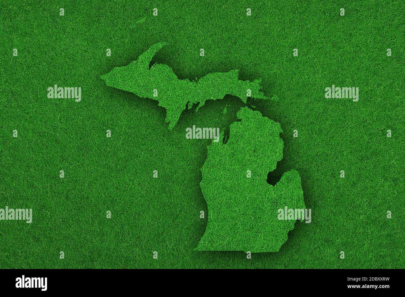 Map of Michigan on green felt Stock Photo - Alamy
