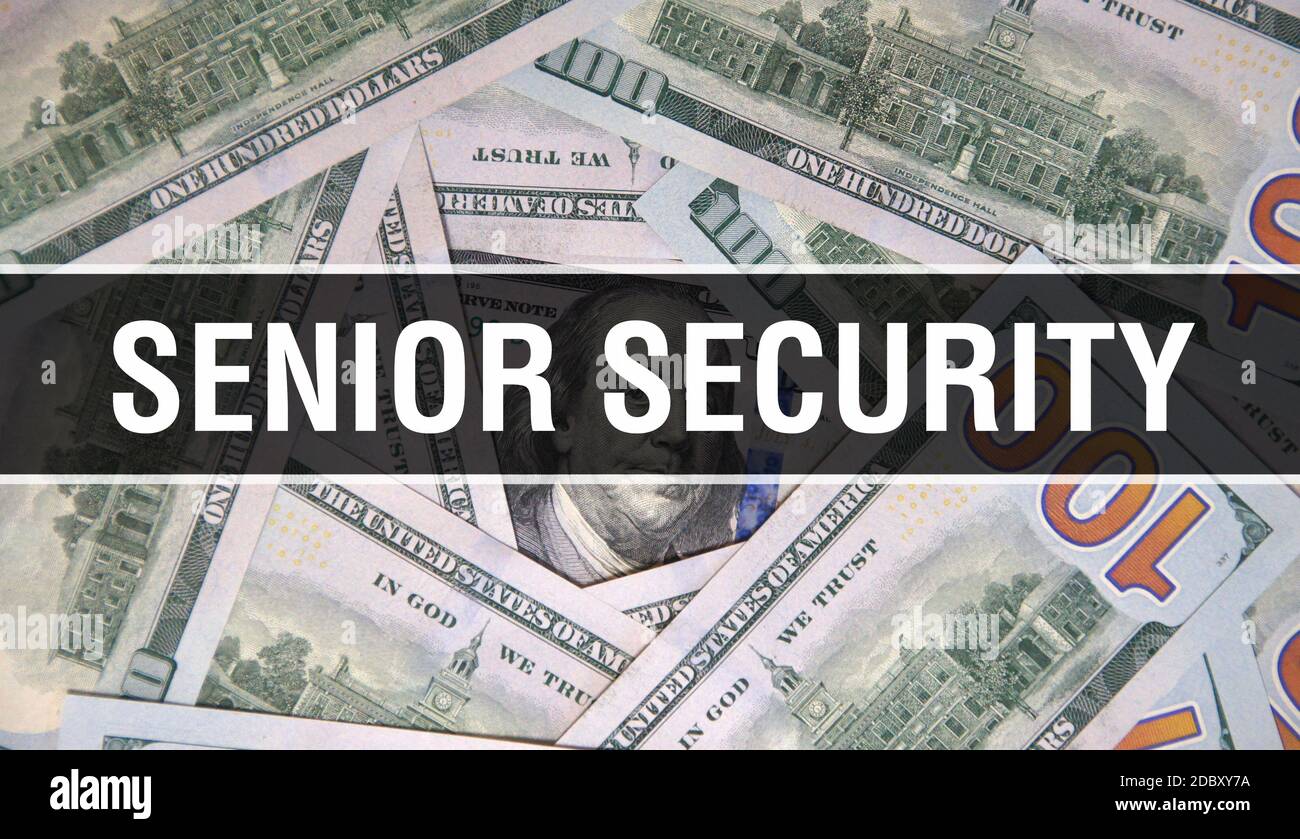 Senior Security text Concept Closeup. American Dollars Cash Money,3D ...