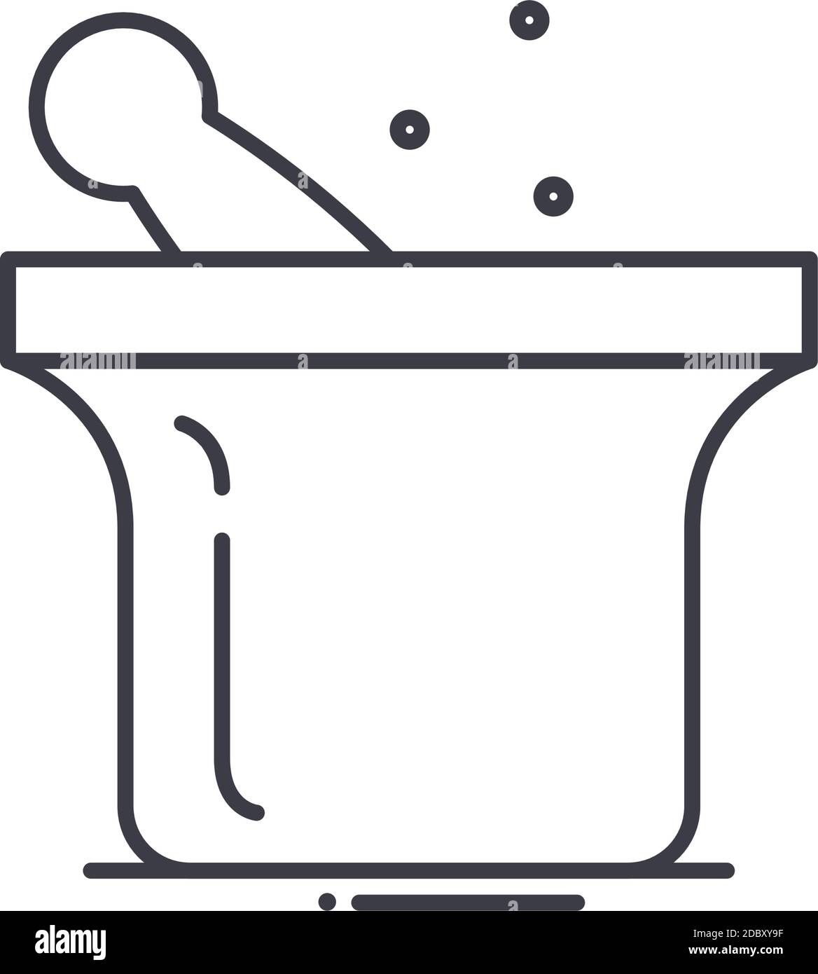 Kitchen mortar and pestle icon, linear isolated illustration, thin line ...