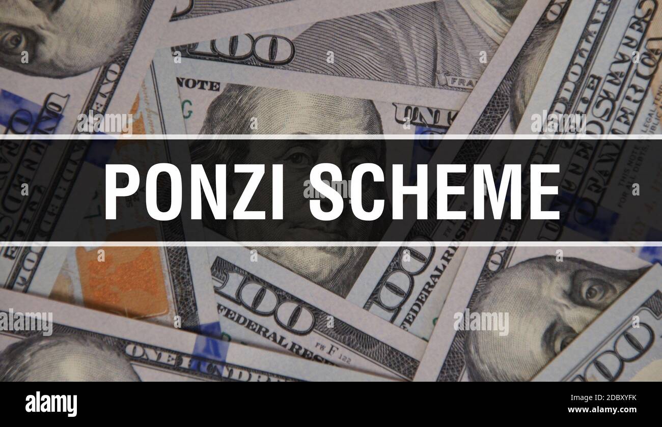Ponzi Scheme text Concept Closeup. American Dollars Cash Money,3D ...