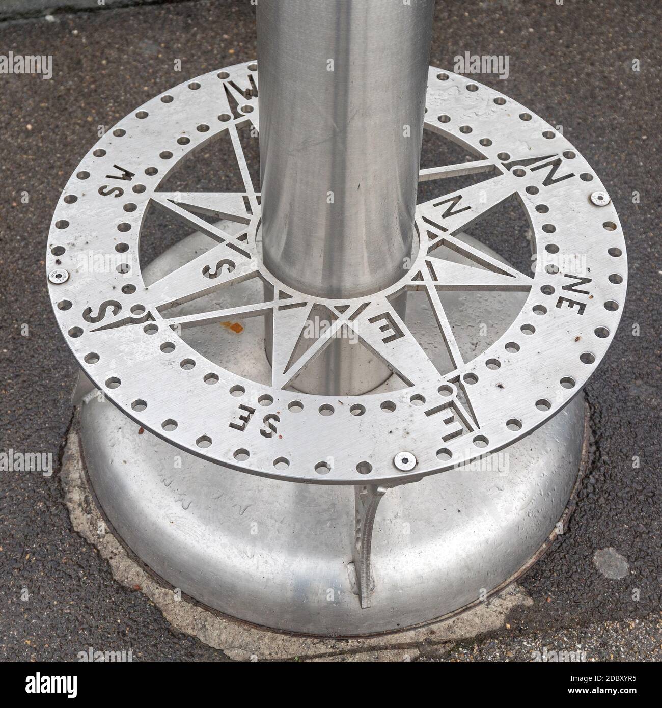 Steel Metal Compass Star at Tower Viewer Stock Photo - Alamy