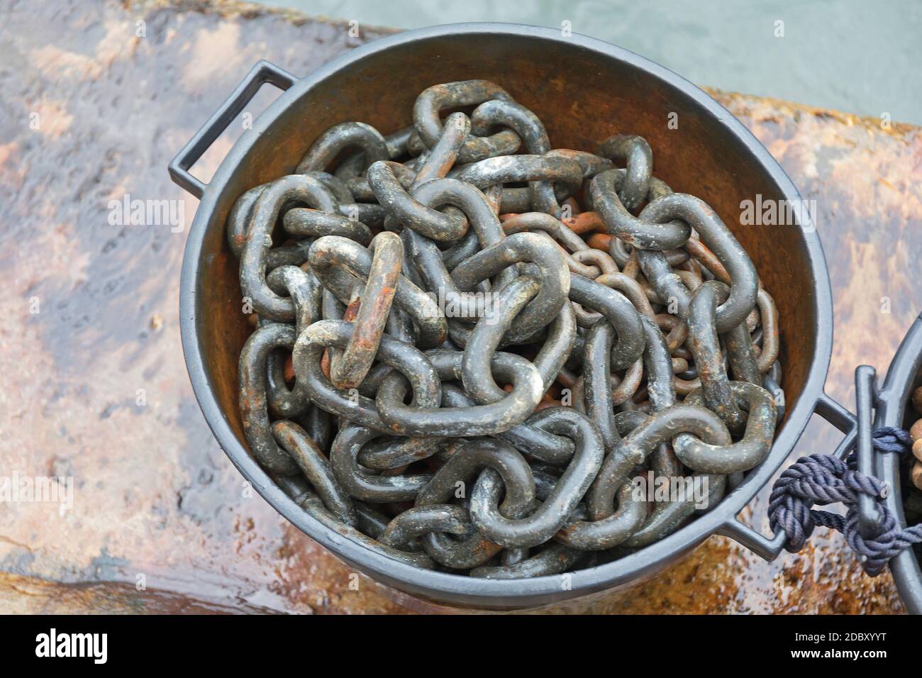 Iron Metal Chain in Bucket Fisherman Equipment Stock Photo - Alamy