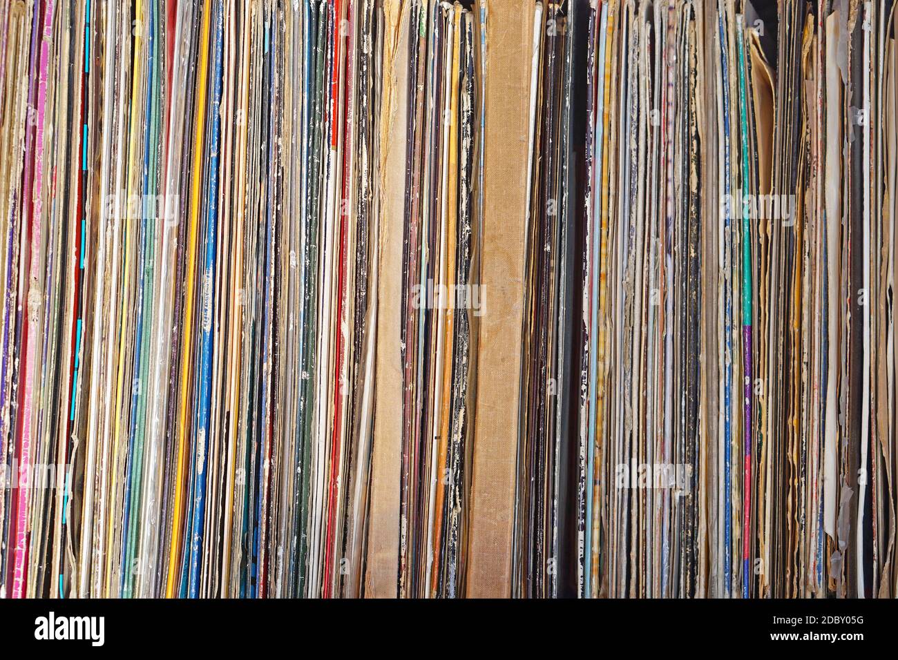 Stacked second hand vinyl records at flea market Stock Photo - Alamy