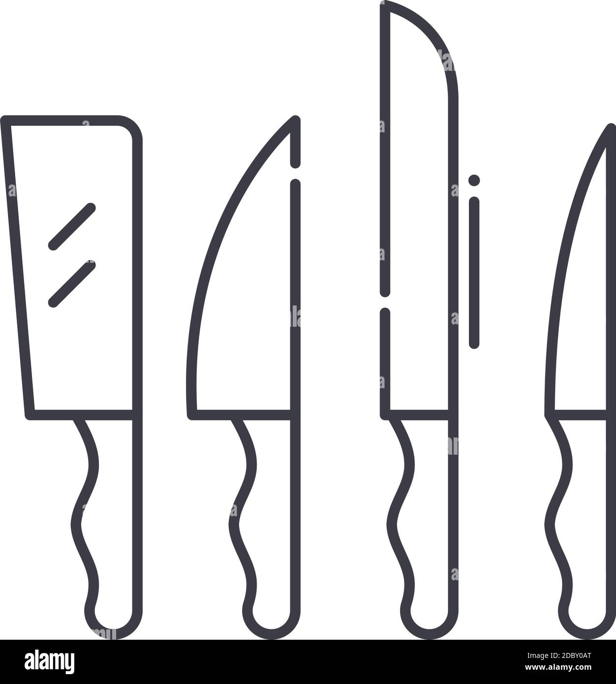 Kitchen knives set icon, linear isolated illustration, thin line vector ...