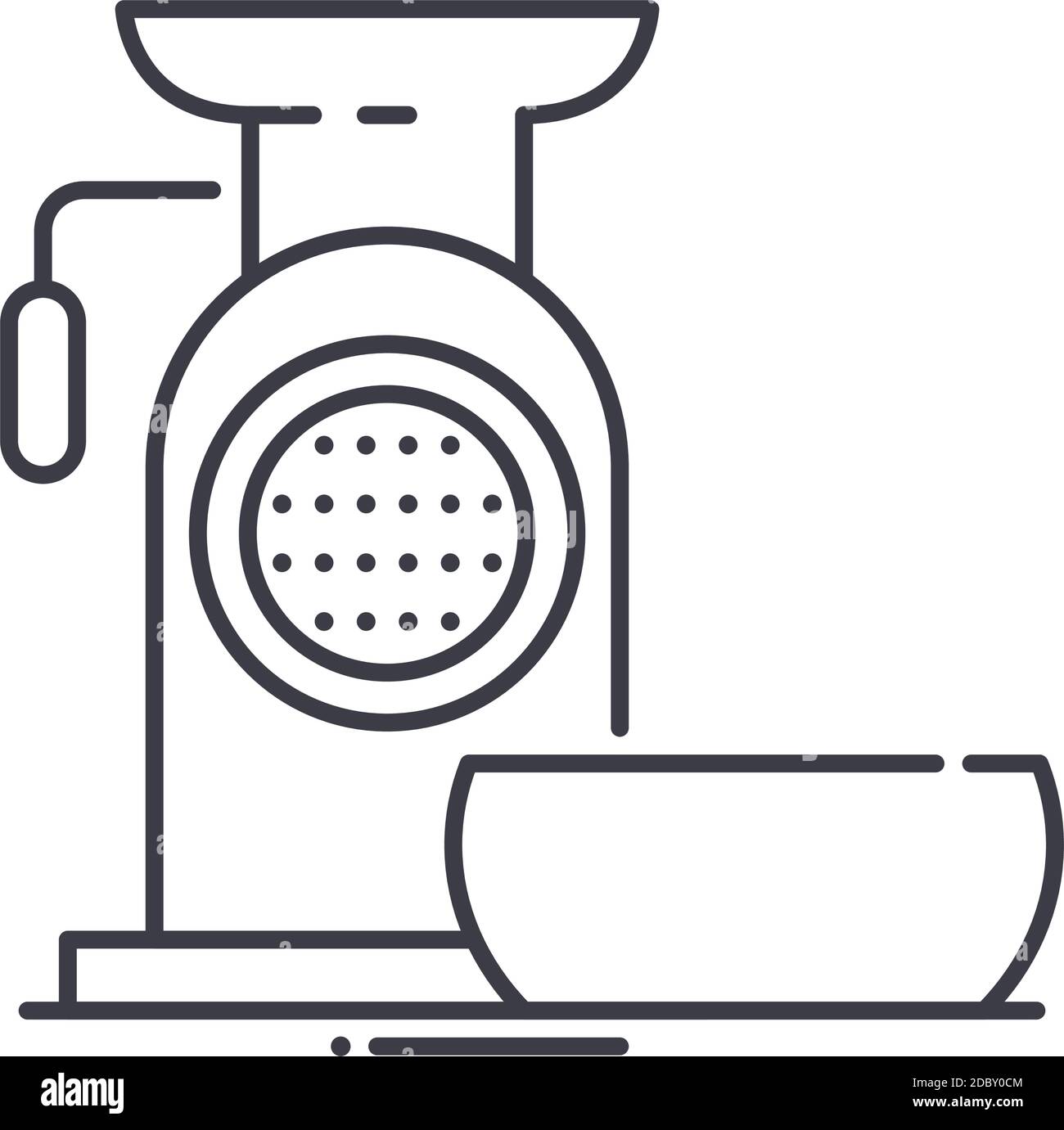 Kitchen meat grinder icon, linear isolated illustration, thin line ...