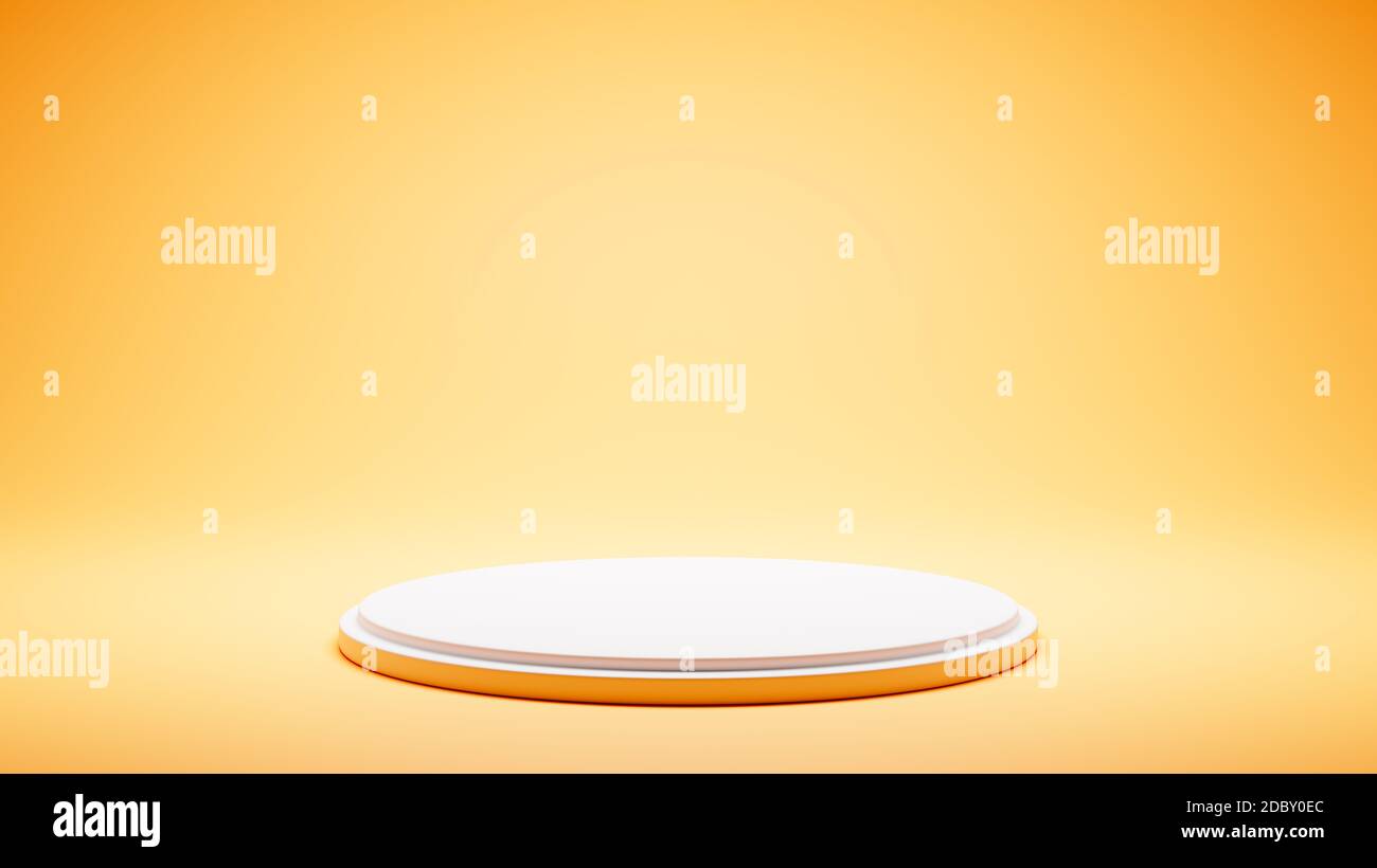 Empty White Platform on Yellow Studio Background 3D Render Stock Photo ...