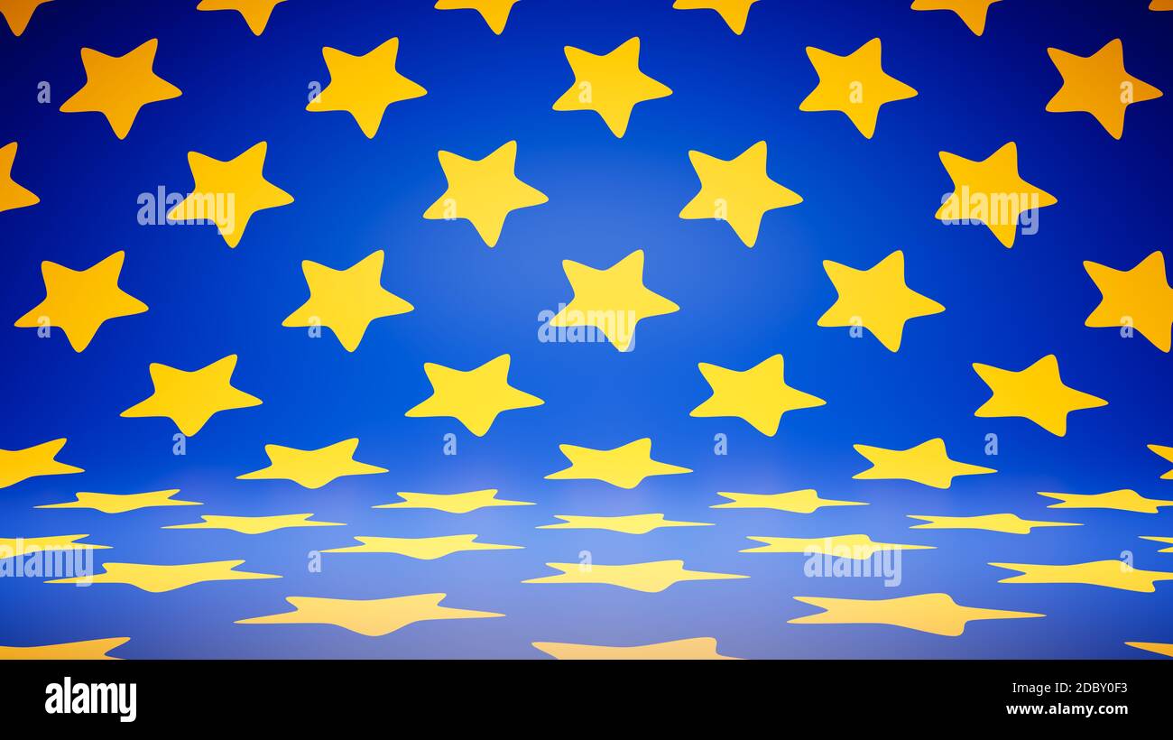 Empty Blank Blue and Yellow Stars Pattern Studio Background 3D Render ...