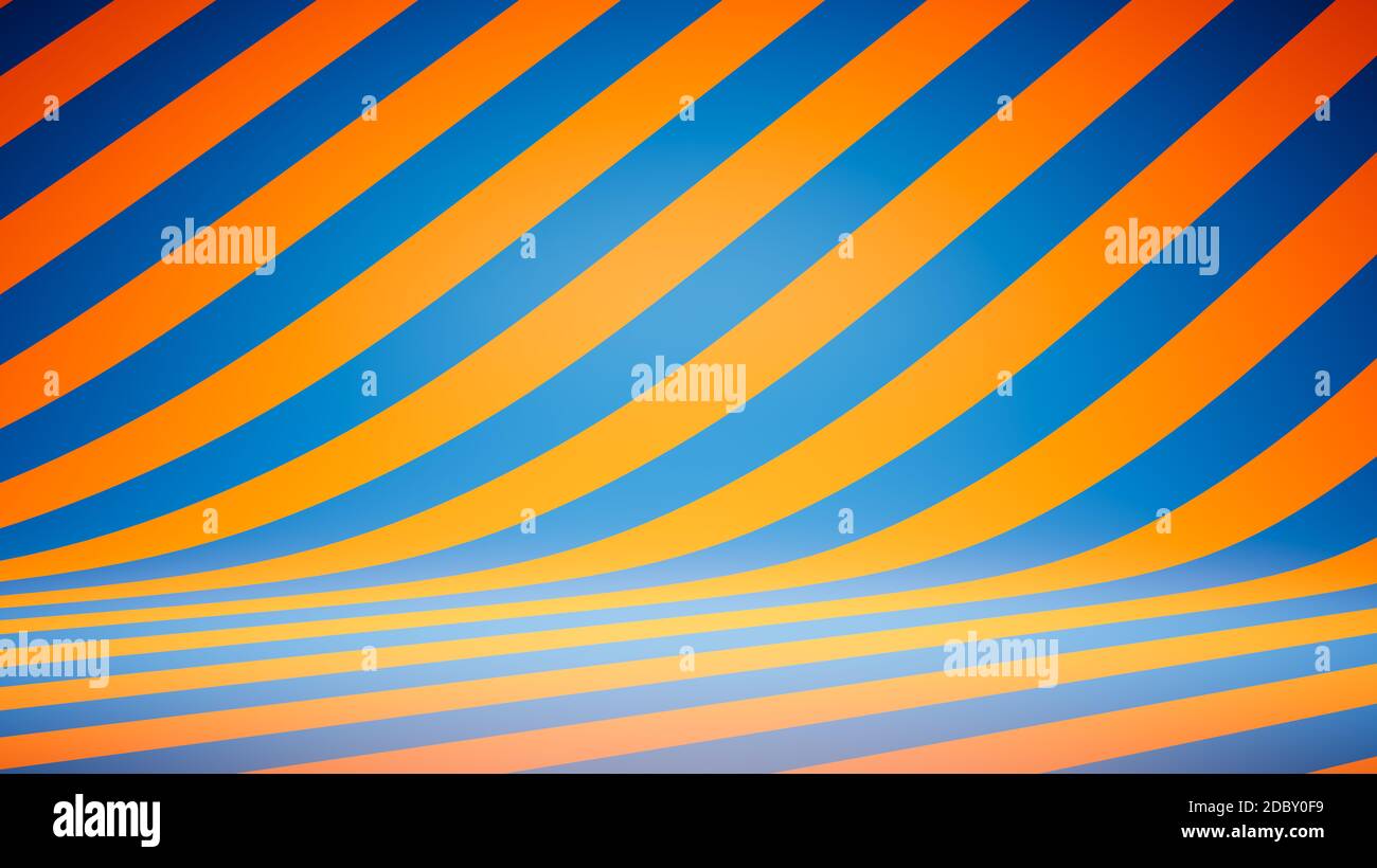 Empty Blank Orange and Blue Striped Pattern Studio Background 3D Render ...