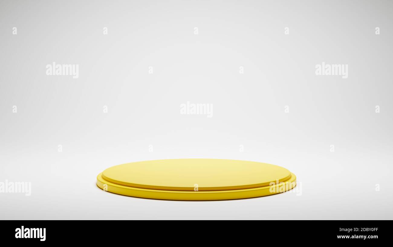 Empty Yellow Platform on White Studio Background 3D Render Stock Photo ...