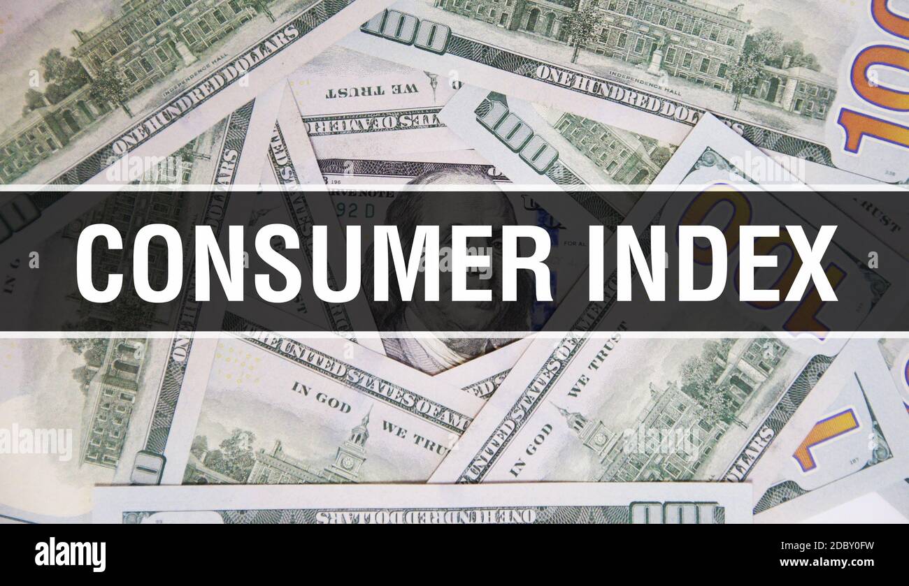 Consumer index text Concept Closeup. American Dollars Cash Money,3D ...