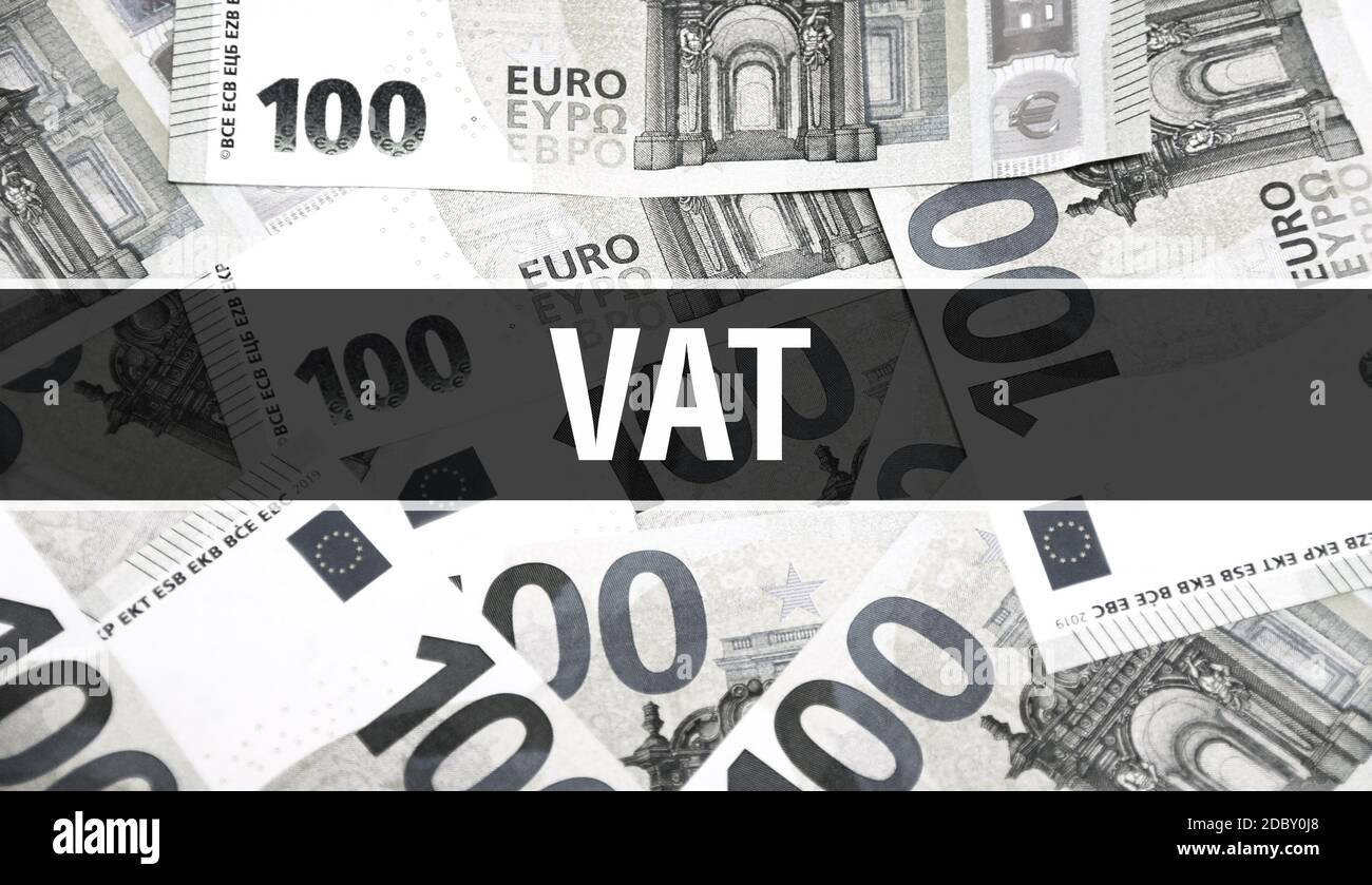 VAT text Concept Closeup. American Dollars Cash Money,3D rendering. VAT ...