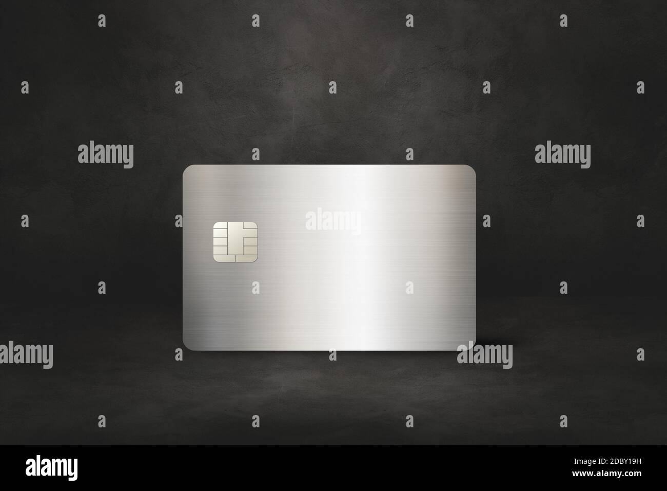 Silver credit card template on a black concrete background. 3D illustration Stock Photo - Alamy