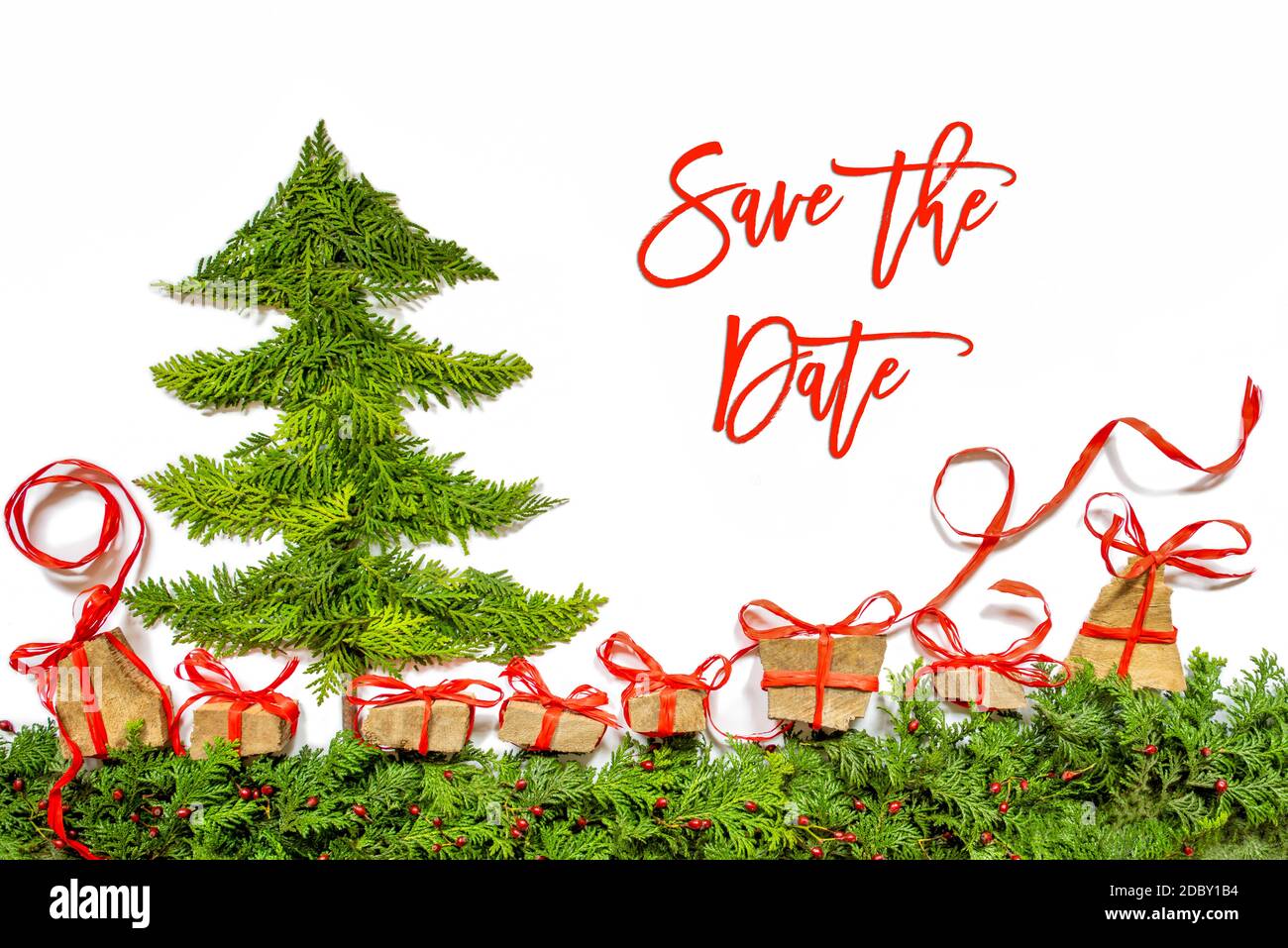 Christmas Tree With English Text Save The Date. Christmas Tree Is Made ...