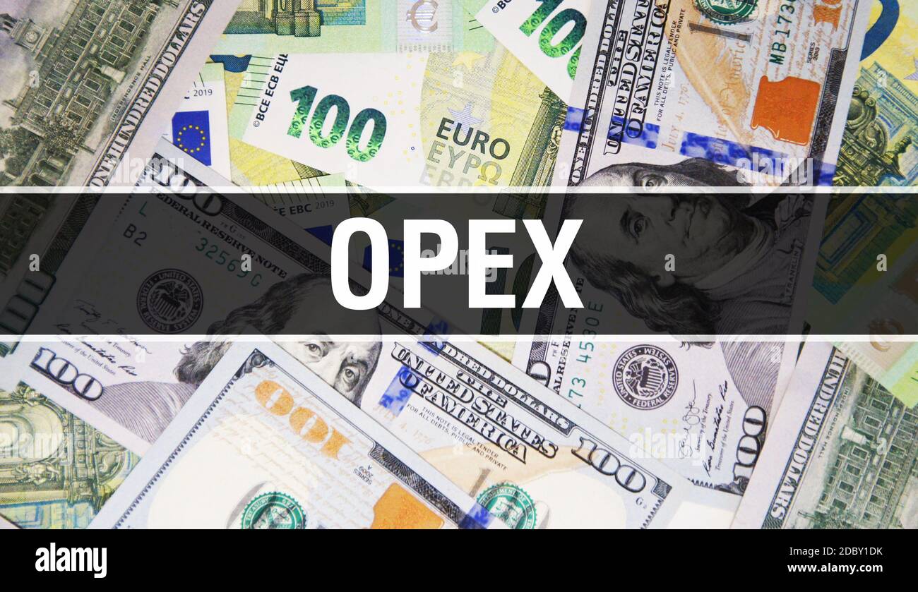 OPEX text Concept Closeup. American Dollars Cash Money,3D rendering ...