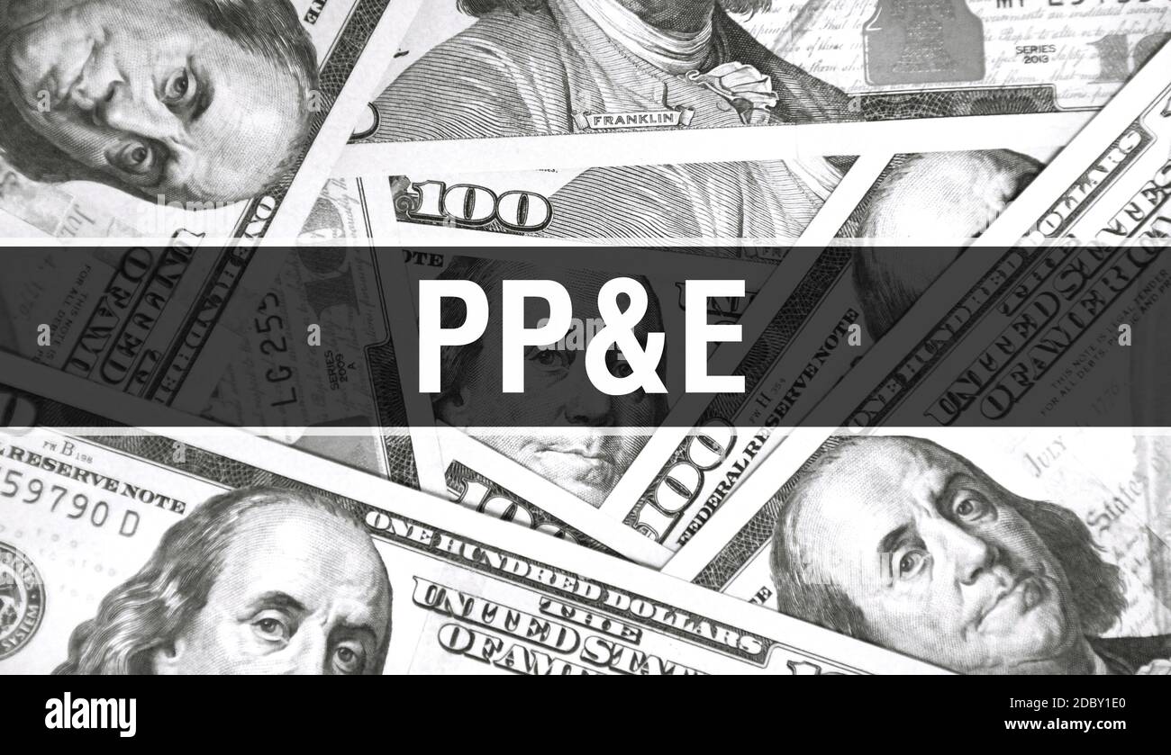 PP&E text Concept Closeup. American Dollars Cash Money,3D rendering. PP ...