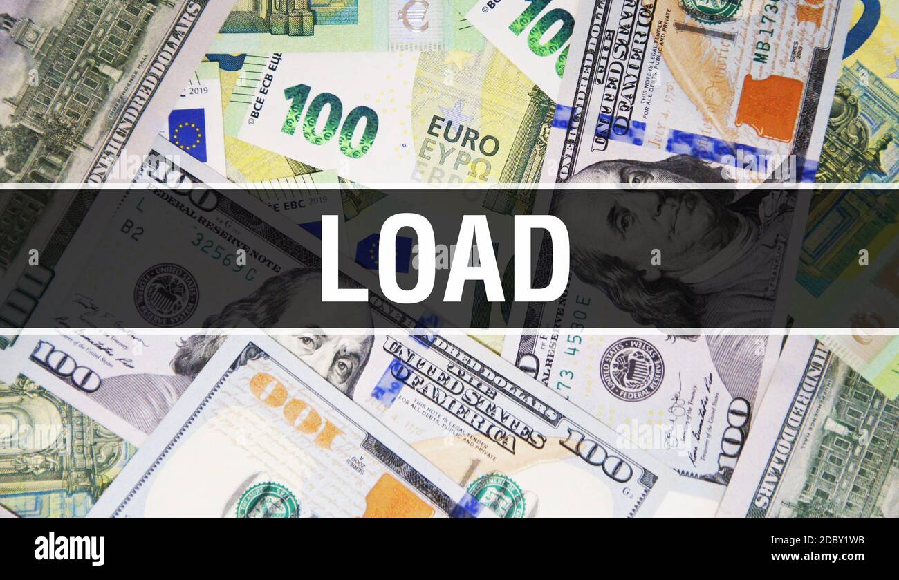 Load text Concept Closeup. American Dollars Cash Money,3D rendering ...