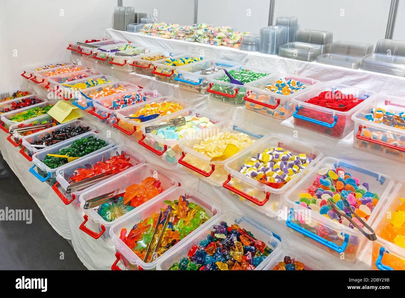 Many Gummy Candies Flavours in Bulk Boxes Variety Stock Photo - Alamy