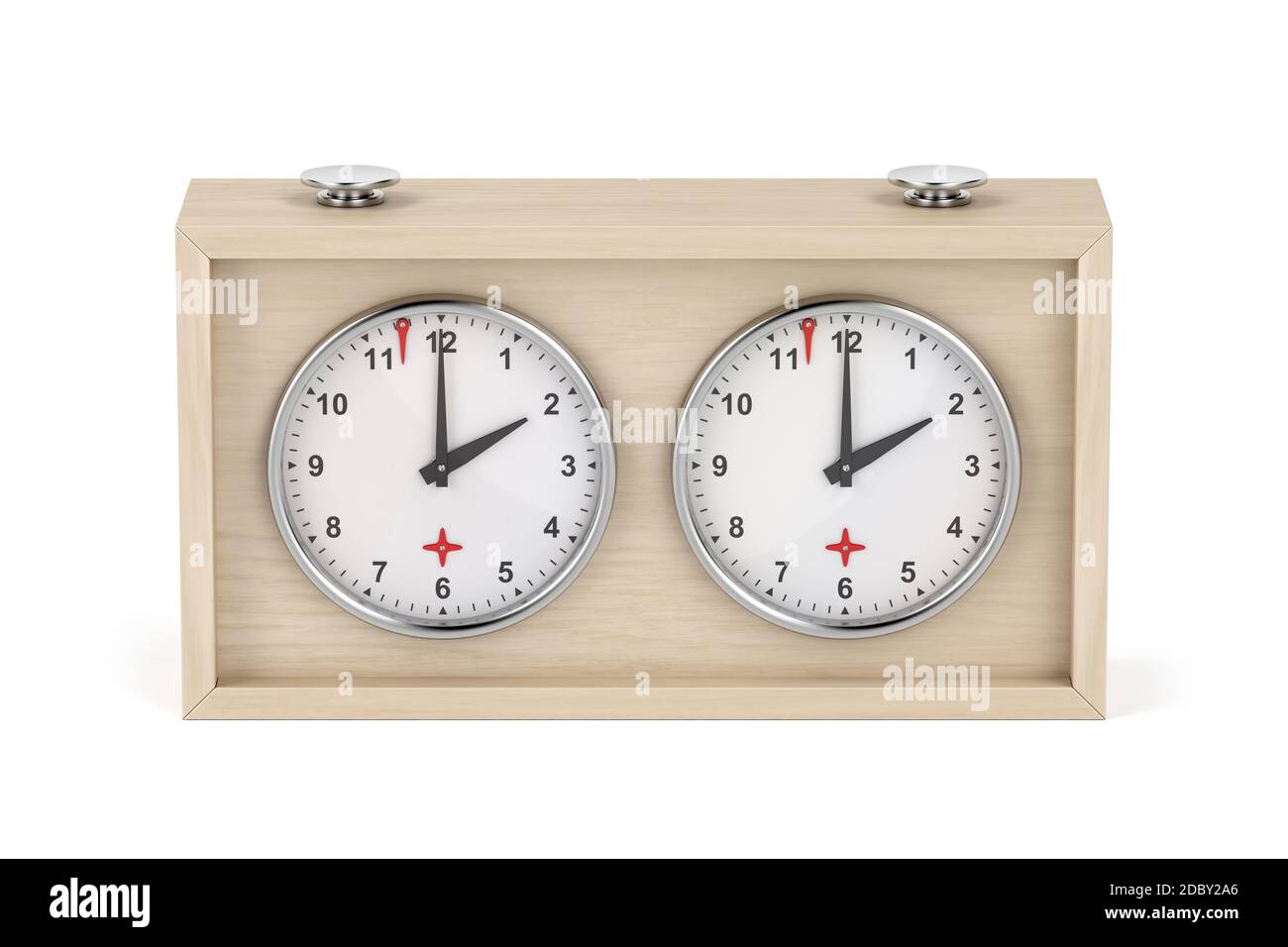 Front view of an analog chess clock on white background Stock Photo - Alamy