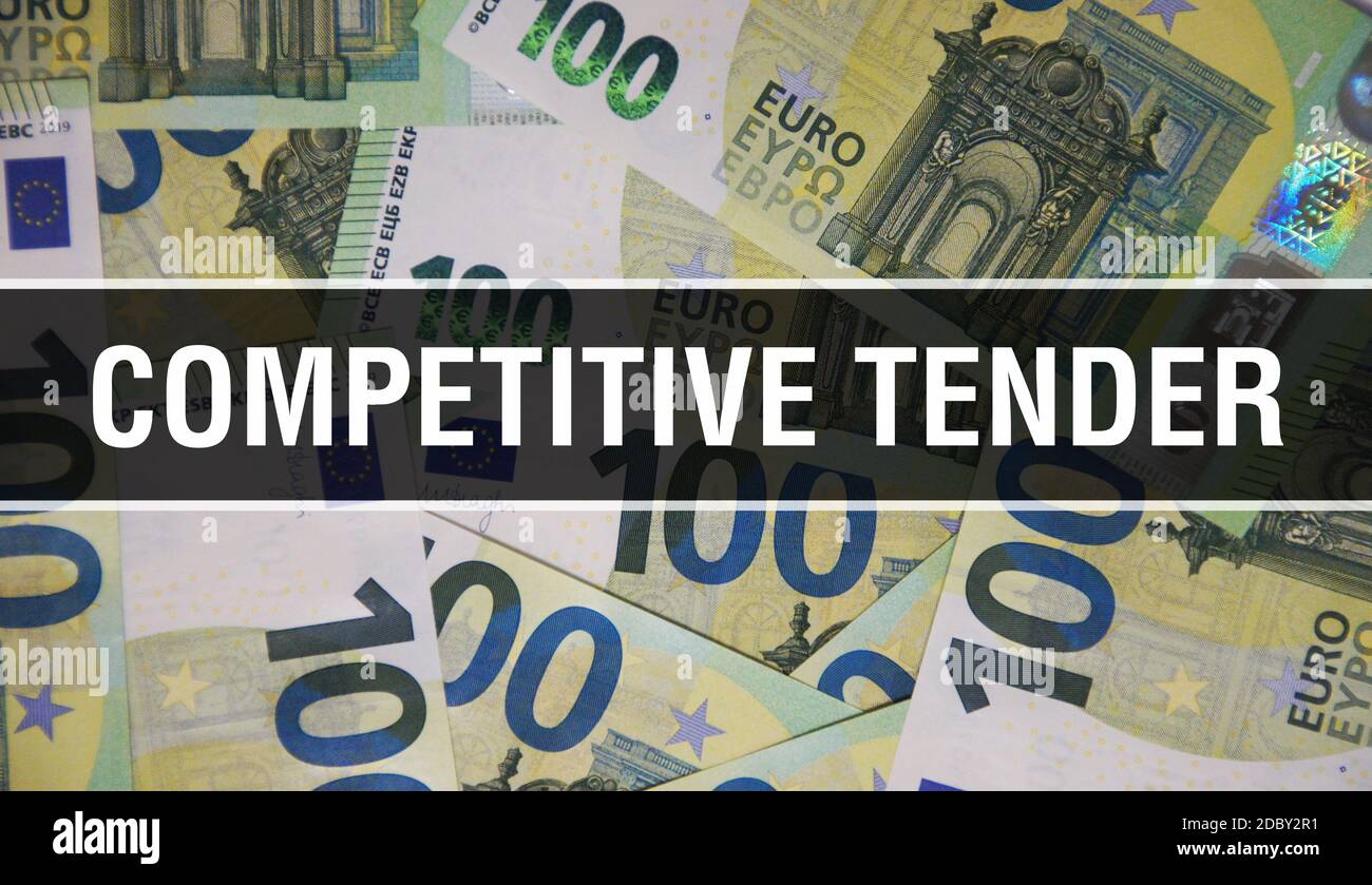 Competitive Tender text Concept Closeup. American Dollars Cash Money,3D ...