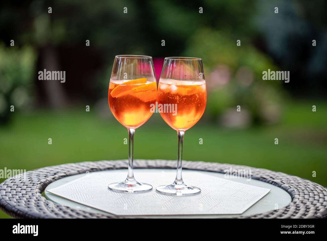 Aperol Spritz with orange is a perfect aperitif for a hot day Stock ...